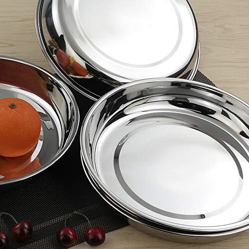 Stainless Steel Dinner Plate Large Round Plates 10inch 4pack ...