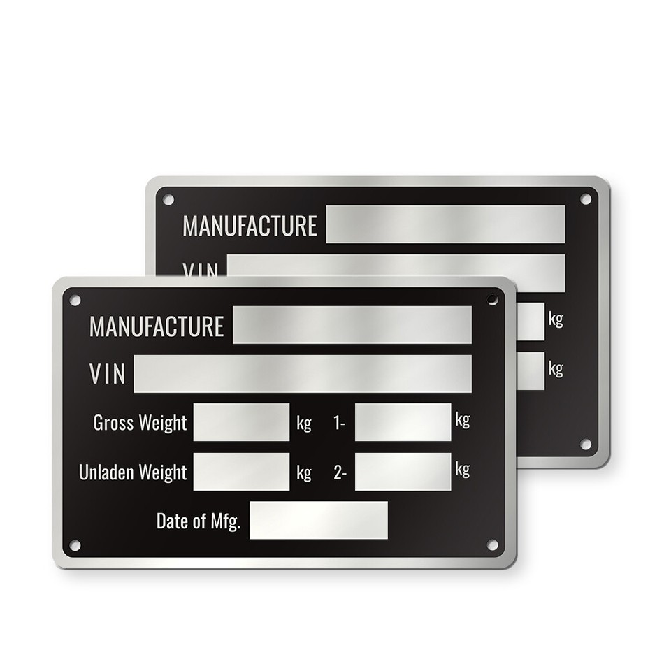 Custom Engraved Aluminium Plate 86mm x 54mm Identification Number ID ...