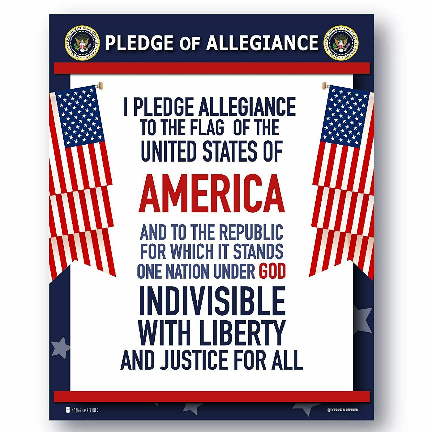 Pledge of Allegiance United States Laminated Classroom Teacher Poster ...