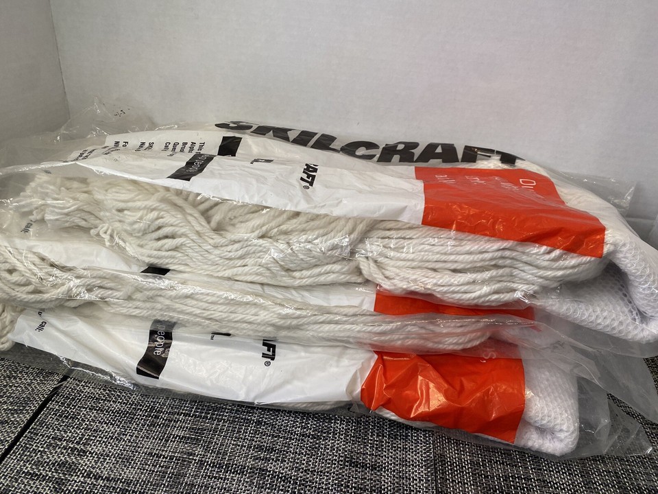 3 Mop Heads 16 oz. Cotton Wet Mop Head 4 Ply Cut-End, Clamp Style ...