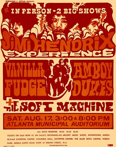 Jimi Hendrix - Vanilla Fudge - Amboy Dukes - 1968 - Concert Poster | eBay
