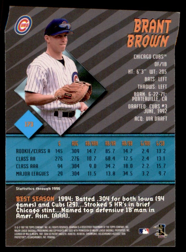 1997 BOWMAN'S BEST BRANT BROWN IOWA CUBS #6 | eBay