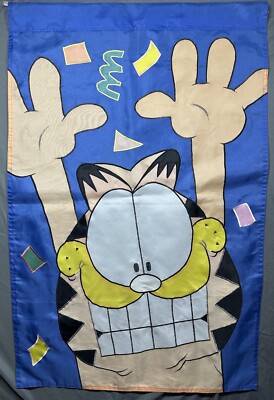 VTG Garfield Colorful Celebration Party Garden Flag Large 28"x42 | eBay
