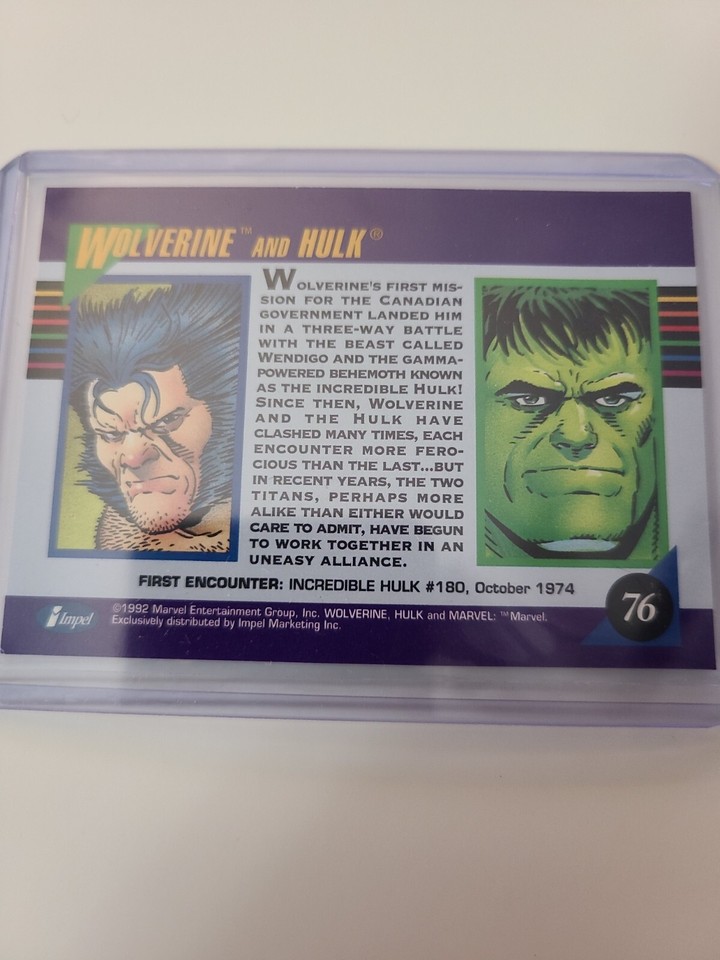 1992 Marvel Universe WOLVERINE and HULK #76 Team-Ups X-Men Avengers | eBay
