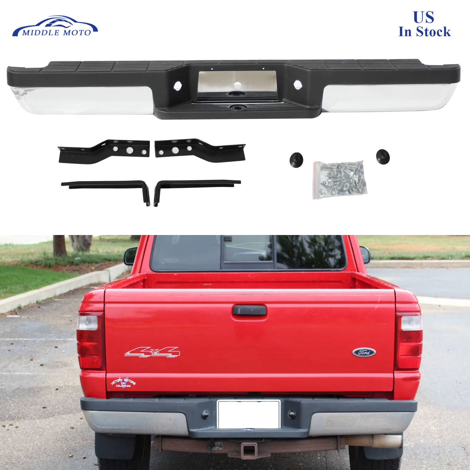 Chrome Steel Rear Step Bumper Assembly For 1993-2011 Ford Ranger ...