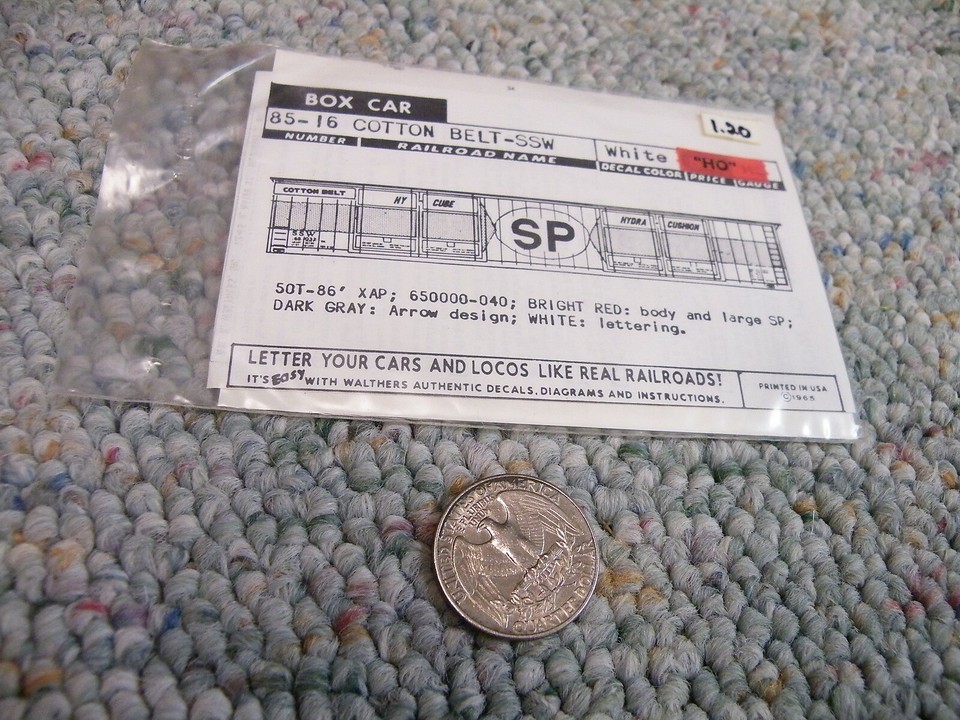 Walthers decals HO Box Car 85-16 Cotton Belt SSW white ZZ235 | eBay