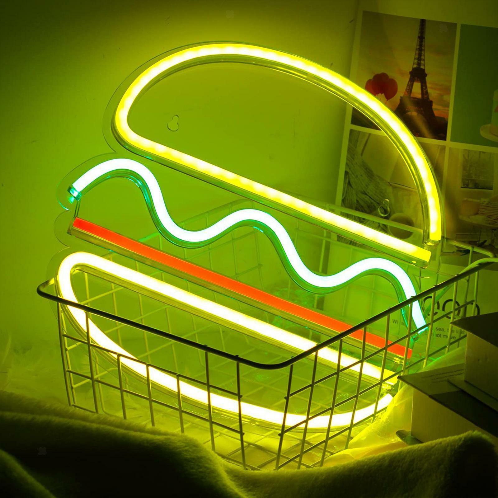 Hamburger Neon Sign LED Neon Light Decorative Lights for Bar Pub Photo ...