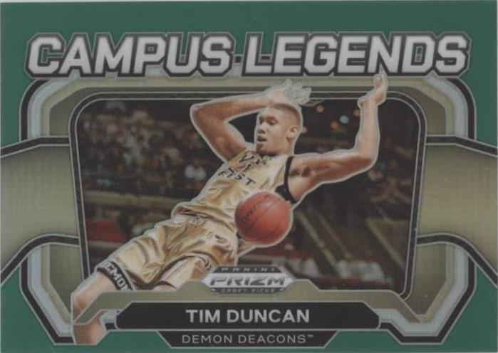 2024-25 Panini Prizm Draft Picks - Campus Legends Tim Duncan #1 Green ...