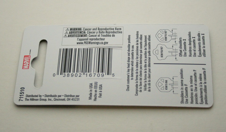 Marvel Avenger Infinity War Iron Man Photo Door Lock KW1/10 66/97 Key ...