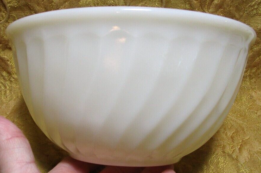 1 FIRE-KING swirl 8" X 4"h nesting mixing bowl -off white -looks unused ...
