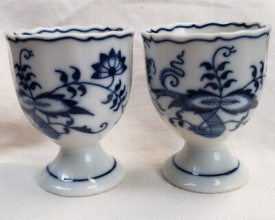 2 RARE Vintage Blue Danube Single Egg Cup Old Banner Hallmark | eBay