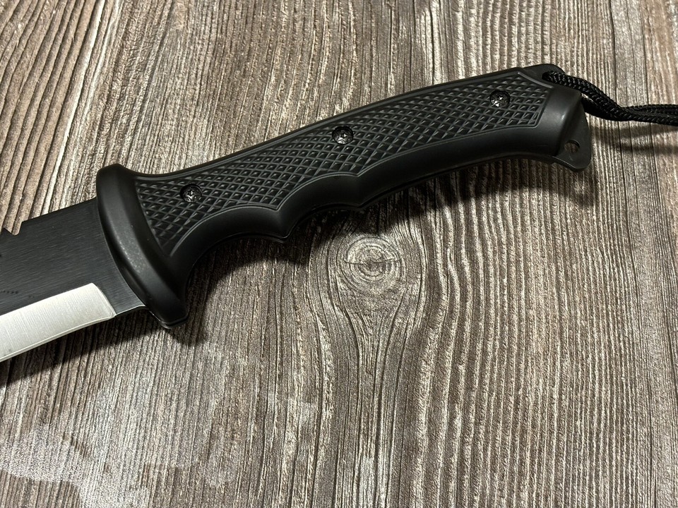 20” Tactical Machete Black Full Tang Swat Stealth Nylon Sheath Hook Saw ...
