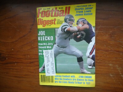 1982 Football Digest magazine JOE KLECKO on front cover NEW YORK JETS ...