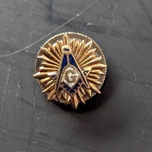 Vintage 10K Gold Masonic Free Mason Pin Blue Enamel Lapel Tie Small | eBay