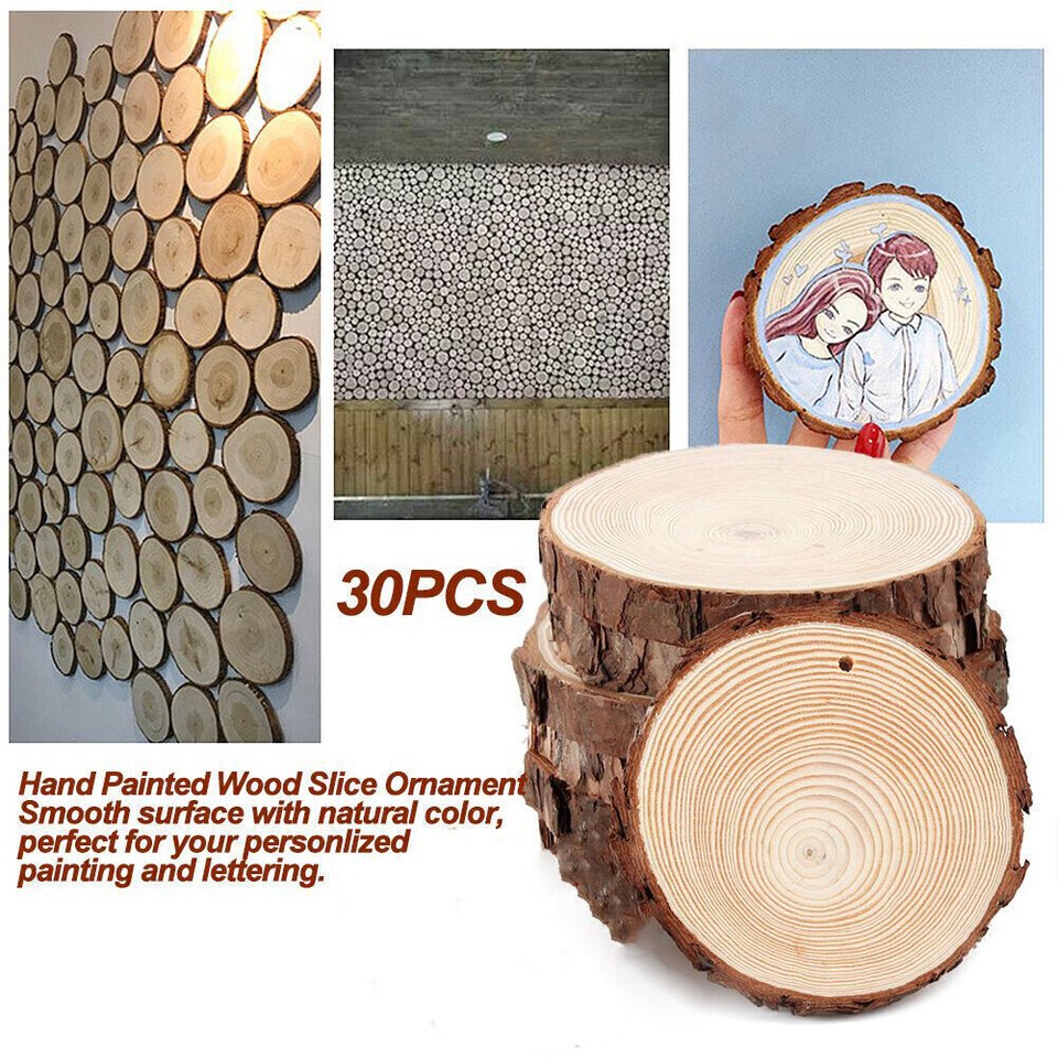 120Pcs Wood Log Slices Discs Round 5-6cm Pyrography Rustic DIY Crafts ...