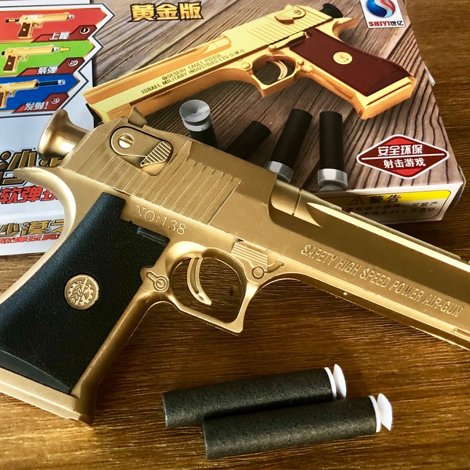 Kids Toy Gun Golden Eagle Safe Shooter Target Kids Safe Toy Gun 10 Blue ...