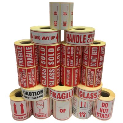 Postage Parcel Stickers Labels - Fragile Glass, Urgent, This Way Up ...