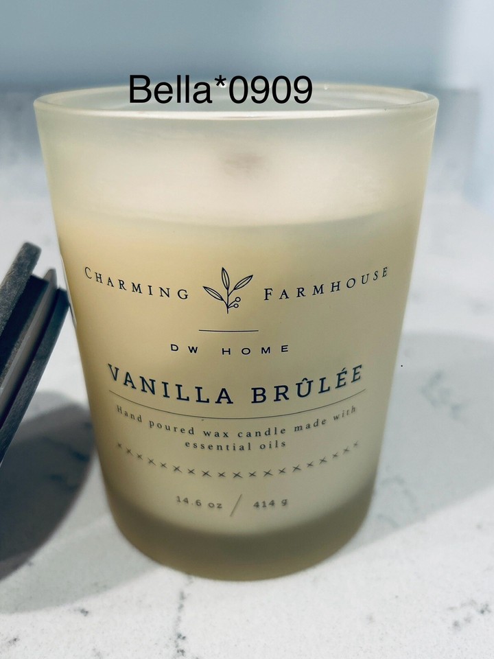 DW Home Charming Farmhouse Vanilla Brulee Scented Candle Wooden Wick 14.6OZ/414G | eBay
