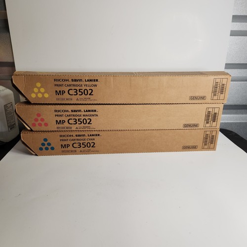 Lot of 3 Genuine Ricoh Savin Lanier MP C3502 Toner Cyan, Yellow ...
