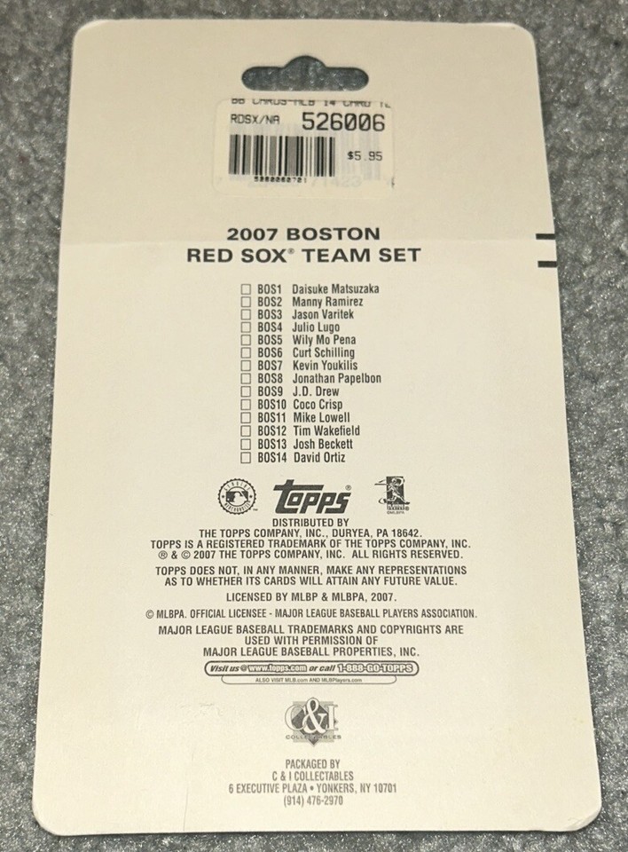 Boston Red Sox 2007 Topps Baseball Card Team Set- World Series MLB | eBay