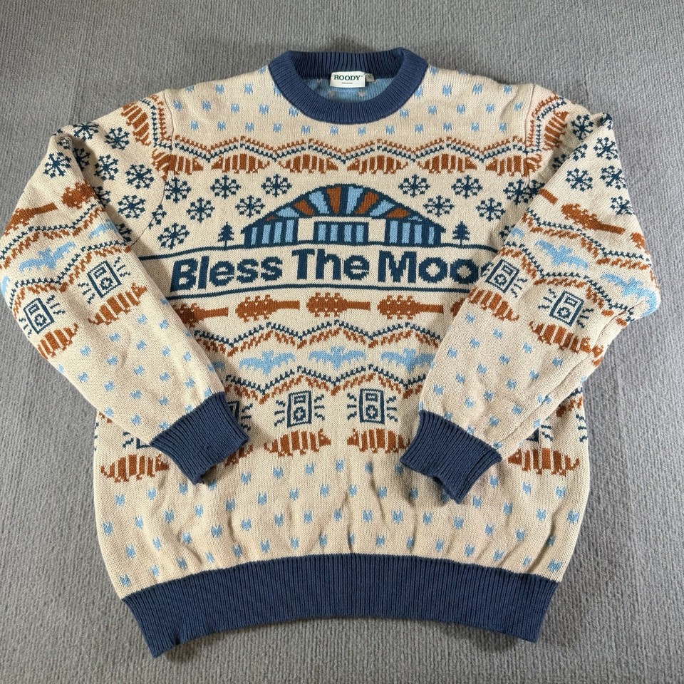 Roody Bless The Mood Holidays Sweater Guitar Armadillo Texas Music Mens Sz XL | eBay
