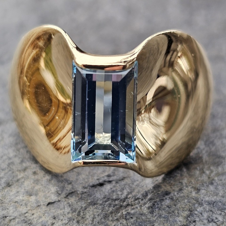 James Avery Monaco Emerald Cut Aquamarine Ring 14k Gold 10g sz 9 ...