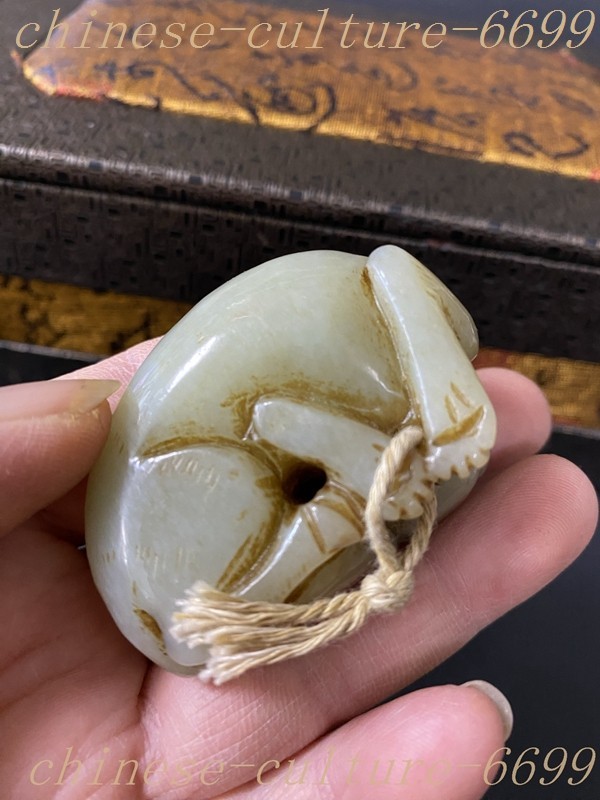 2"old China Ancient hetian jade Carved Feng shui Wealth Beast Pendant ...