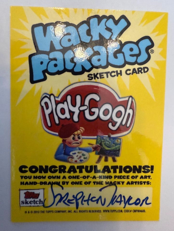 2013 Topps Wacky Packages "Beanball" Artist Sketch 1/1 Card | eBay