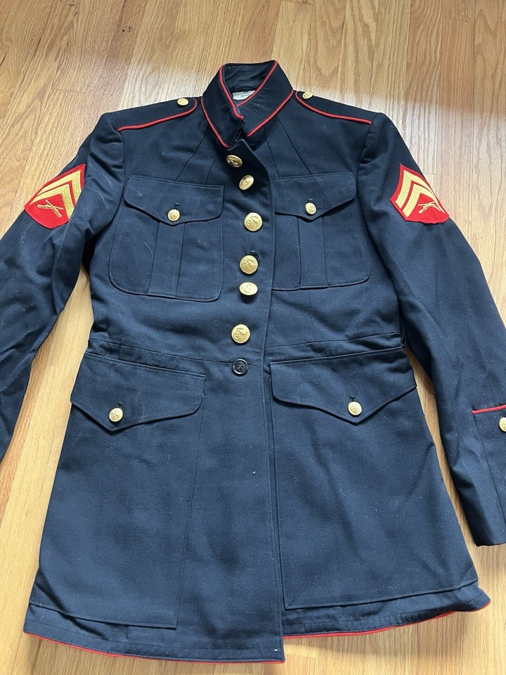 USMC Marine Corps Dress Blues Jacket Military Coat 38r Military | eBay