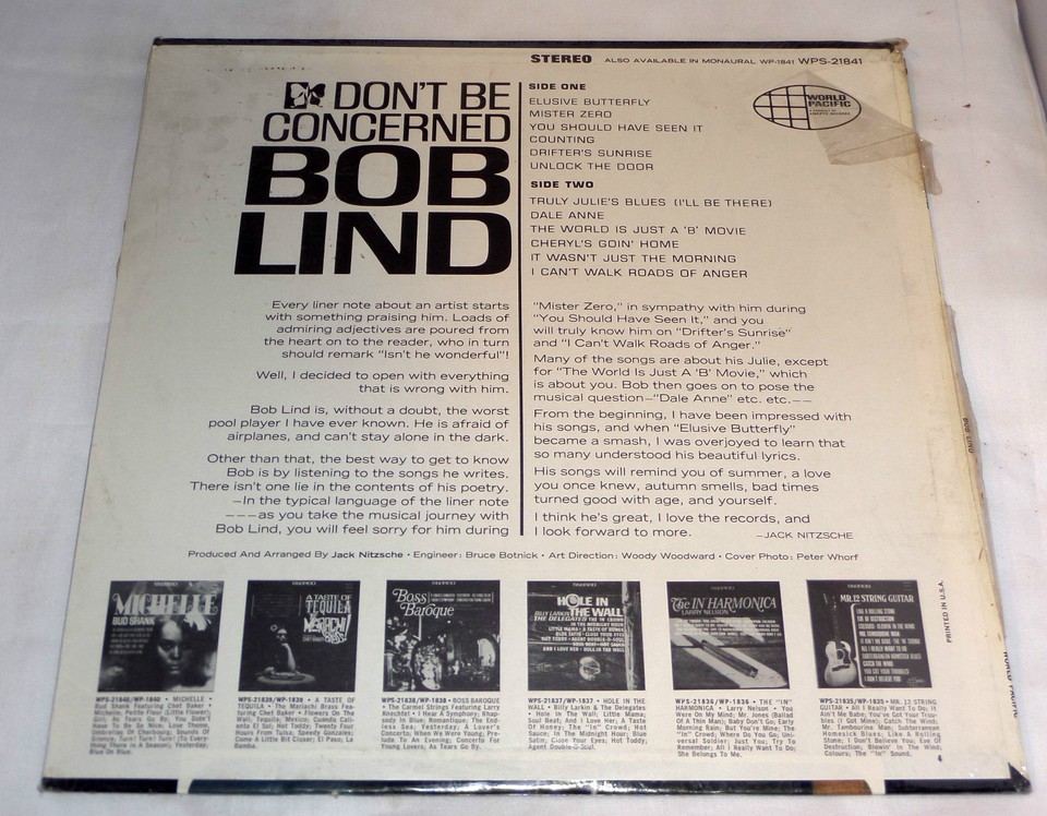 Bob Lind: Don't Be Concerned [Still-Sealed Copy] | eBay