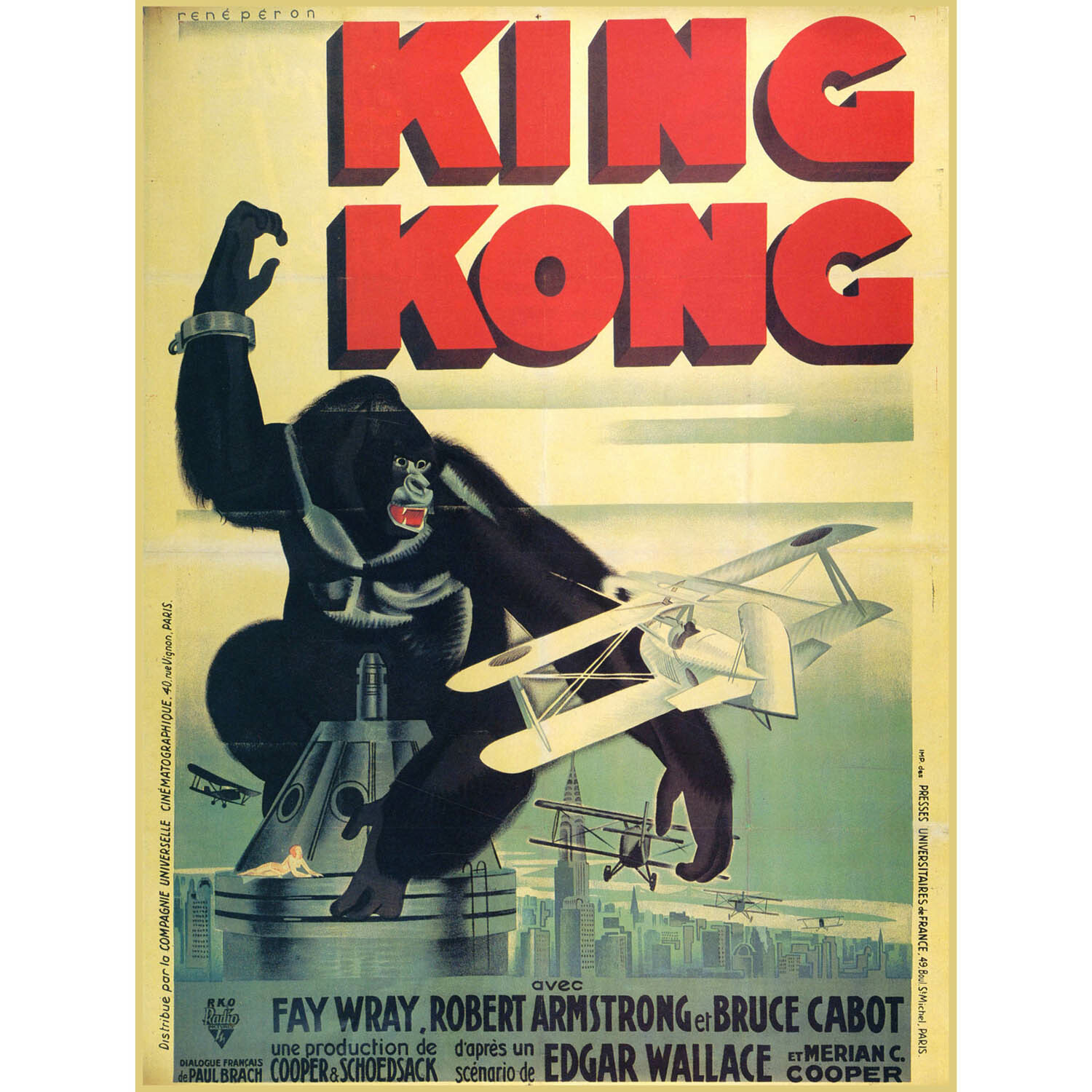 FILM MOVIE KING KONG WRAY ARMSTRONG FRENCH 30X40 CMS FINE ART PRINT ART ...