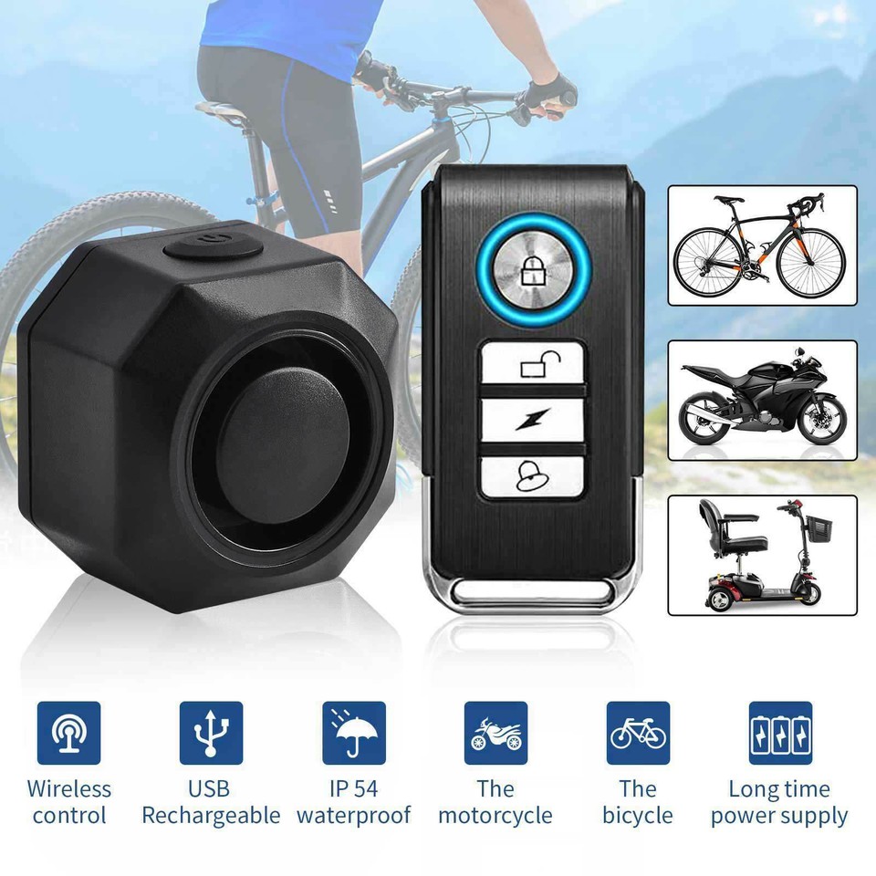 Rechargeable Bike Alarm Waterproof Sensitive Motion Detection Anti ...