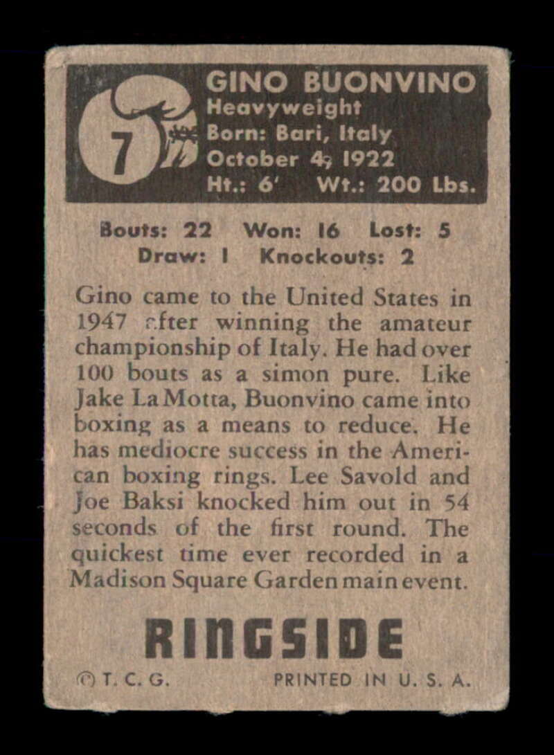 1951 Ringside #7 Gino Buonvino G/VG X2957651 | eBay