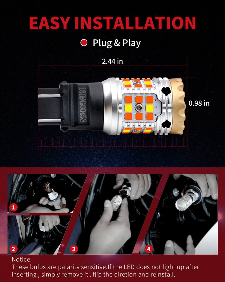 3157 3156 Switchback LED Turn Signal Light DRL Bulb Anti Hyper Flash ...