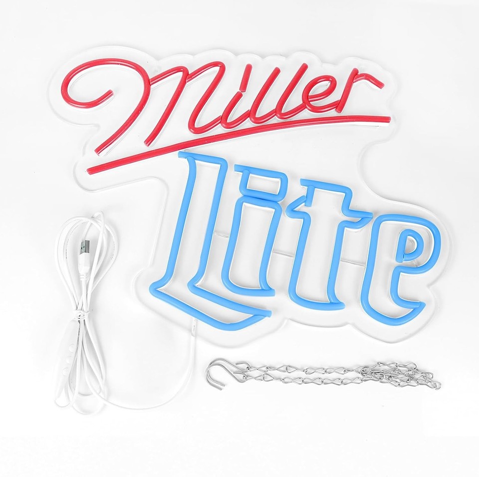 Miller Lite Neon Sign Light Lamp Beer Bar Decor Wall LED Man Cave ...