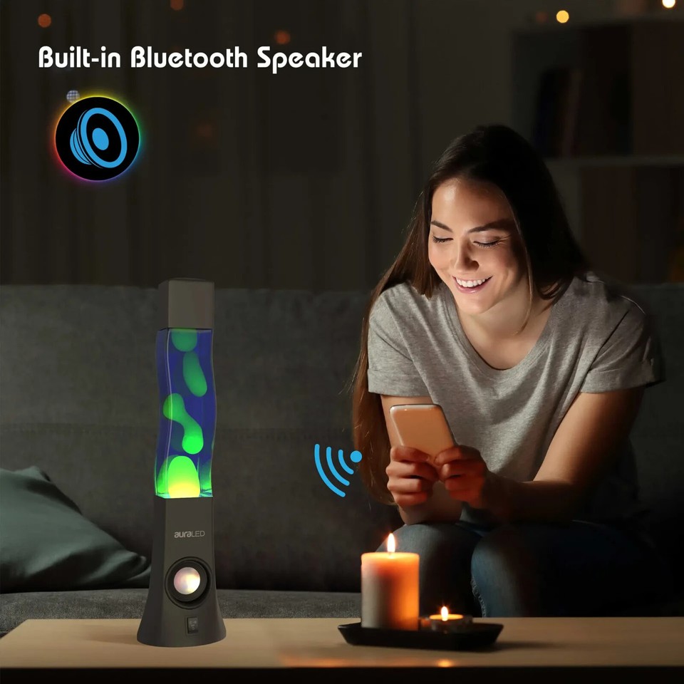 TZUMI AURALED COLORFLOW LAVA LAMP NIGHT LIGHT WITH BLUETOOTH SPEAKER ...