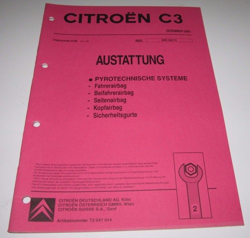 Werkstatthandbuch Citroen C3 Ausstattung Pyrotechnische Systeme Airbags ...