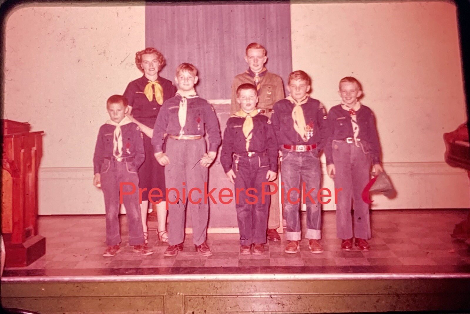 Original Vintage Photo Slide Boy Scout Troop and Den Mom Cub Scouts BSA ...