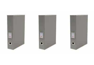 OSCO Grey Faux Leather Box File | 3 Pack | Document Storage | Paperwork ...