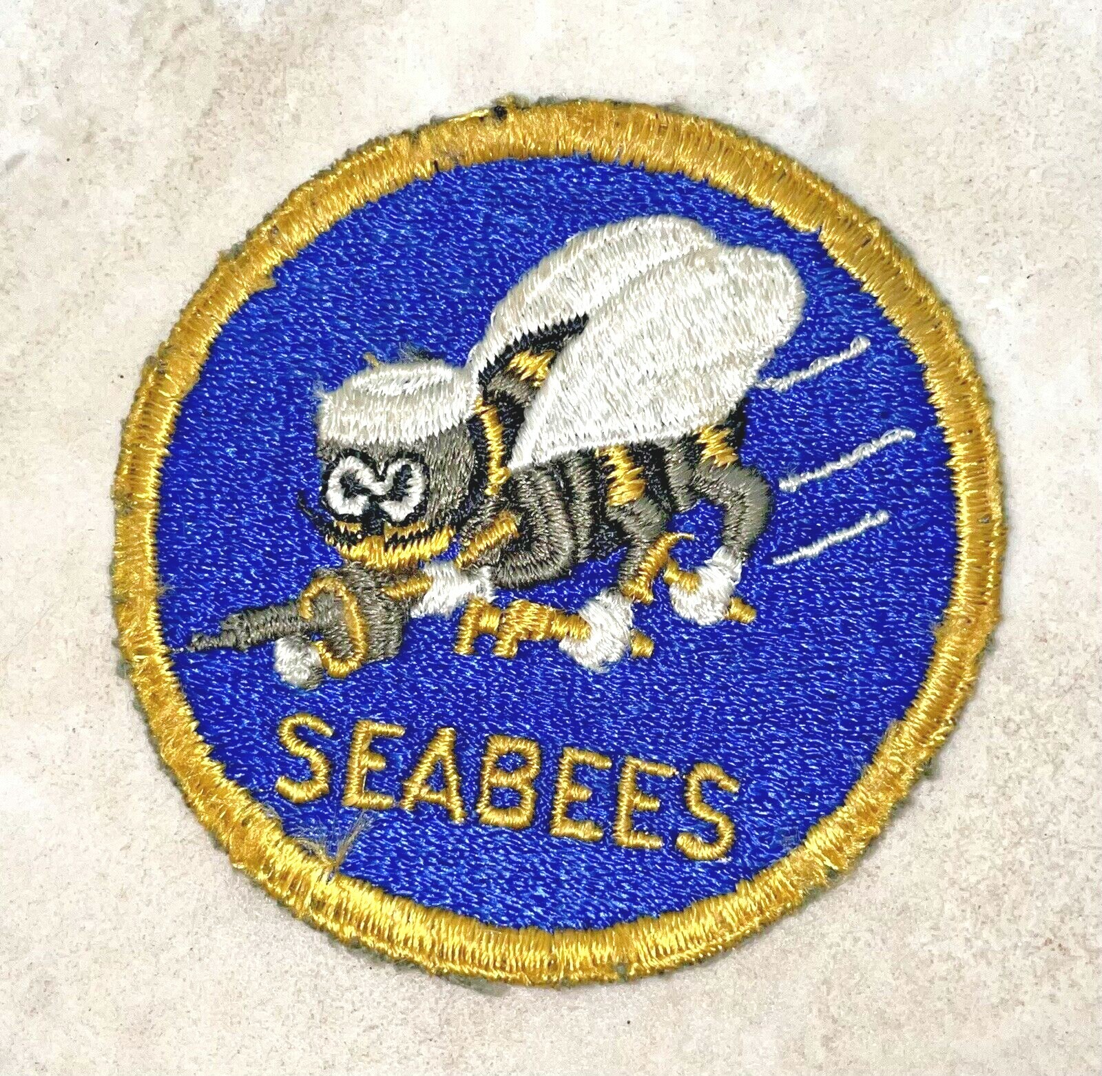 WWII USN NAVY SEABEES SEABEE CB PATCH GOLD RING & GOLD LETTERS RARE! | eBay