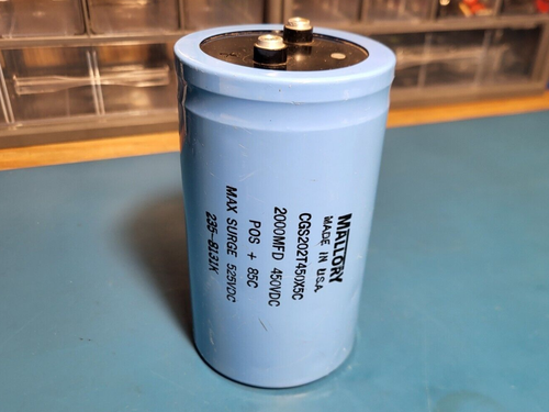 Mallory 2000uf 450v DC Electrolytic Capacitor Vintage USA made | eBay