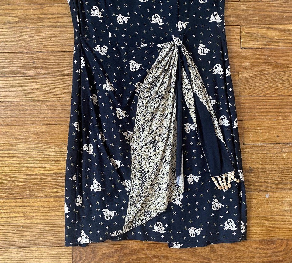 DAWN JOY II VINTAGE CAP SLEEVE BLACK ROSE PRINT WRAP DRSSS SMALL | eBay