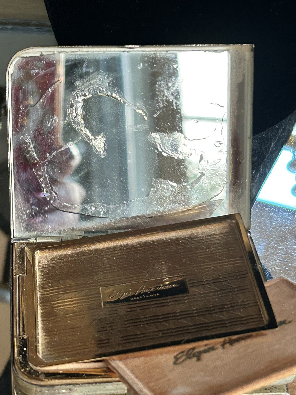 Antique Elgin American 1930s Compact Powder Mirror Case Engraved Gold ...