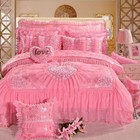 Lace Red Pink Wedding Luxury Royal Bedding Set Bedspread Flat Sheet ...