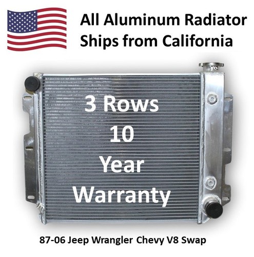 Chevy V8 Engine Swap 1987-2006 Jeep Wrangler TJ YJ Aluminum Radiator AT ...