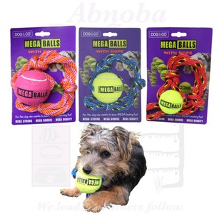 Hem & Boo Dog Mega Ball & Rope DURABLE NON TOXIC NATURAL RUBBER EXTRA ...