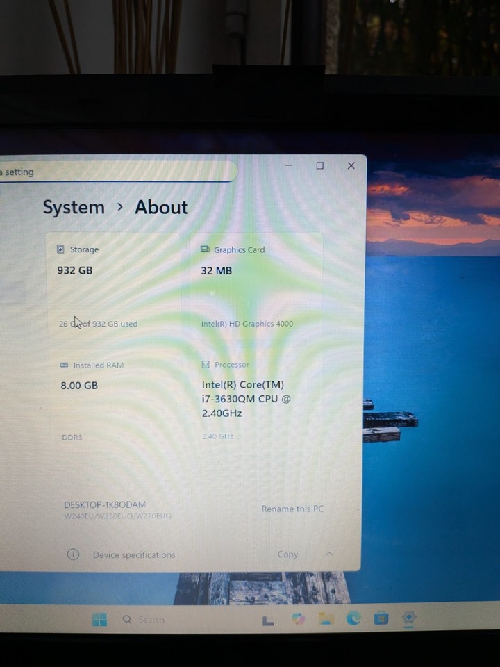 CLEVO W251EU 15.6" LAPTOP CORE i7 WEBCAM 8gb Ram 1TB hdd Win11 | eBay UK