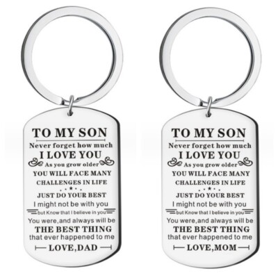 To My Son Love Best Key Chain Cute Stainless Steel Keyring Keyfob Xmas ...