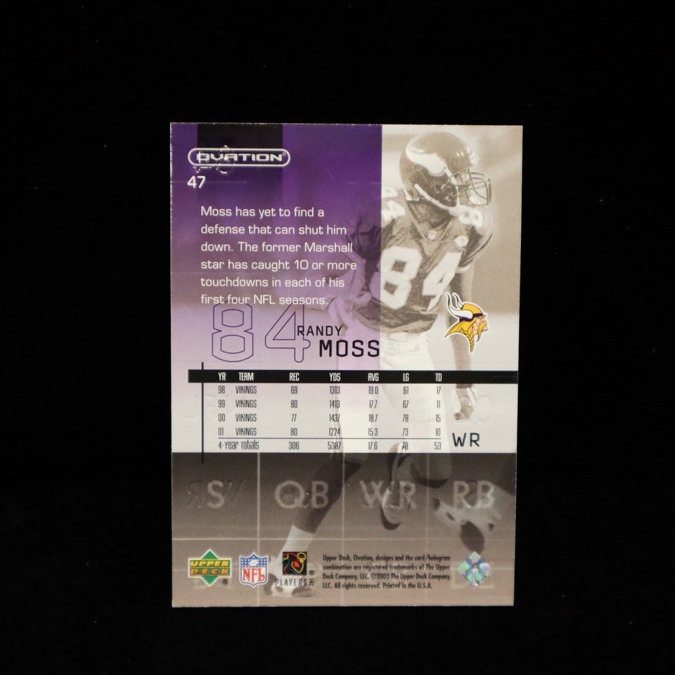 2002 Randy Moss Minnesota Vikings "Ovation" Upper Deck #47 | eBay