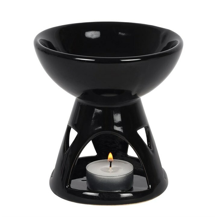 BLACK DEEP BOWL OIL BURNER WAX SCENT HOME GIFT AROMATHERAPY OB_27338 ...
